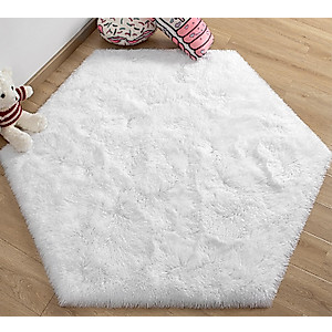 EVOIONOS Pink Girls Princess Tent with Large Star Lights and White Princess Rug