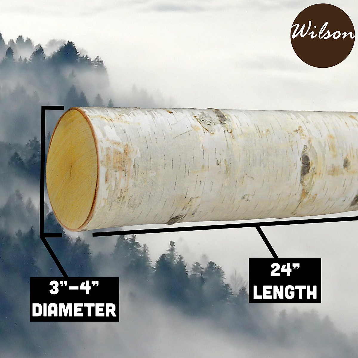 Wilson White Birch Fireplace Large Long Logs, 23-24" L x 3-4" D (Set of 5)