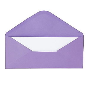 200-Pack #10 Purple Envelopes Bulk with Gummed Seal and V-Flap for Invitations, Mailing Business Letters, Checks, Greeting Cards, Holidays, Notes, and Photos (4 1/8 x 9 1/2 in)
