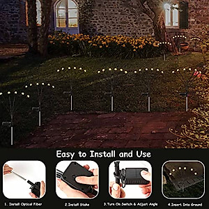 valktech Solar Garden Firefly Lights Solar Swaying Light, Sway by Wind, Solar Outdoor Lights, Yard Patio Pathway Decoration, High Flexibility Iron Wire & Heavy Bulb Base, Warm White(4 Pack)