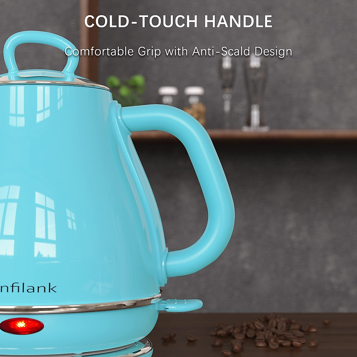 Anfilank Gooseneck Electric Kettle(1.0L), 100% Stainless Steel BPA Free Classic Pour Over Coffee Kettle, Electric Teapot with Auto Shut & Boil Dry Protection,1500 Watt Quick Heating-Turquoise Blue