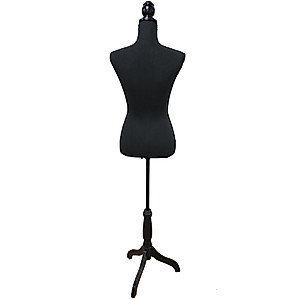 Female Dress Form Mannequin Torso Adjustable Height Mannequin Body with Tripod Stand for Clothing Dress Jewelry Display, Black