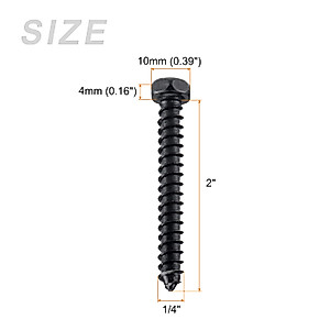 METALLIXITY Hex Lag Screws (1/4" x 2")10Pcs, Carbon Steel Phillips Self-Tapping Wood Bolts - for Household Applications