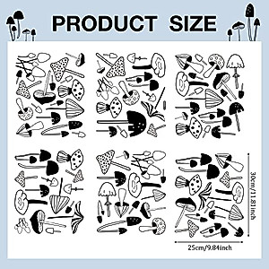 96 Pcs Mushroom Wall Stickers Cute Mushroom Wall Decals Black Removable Peel and Stick Wall Sticker for Kids Nursery Bedroom Room School Classroom Decor