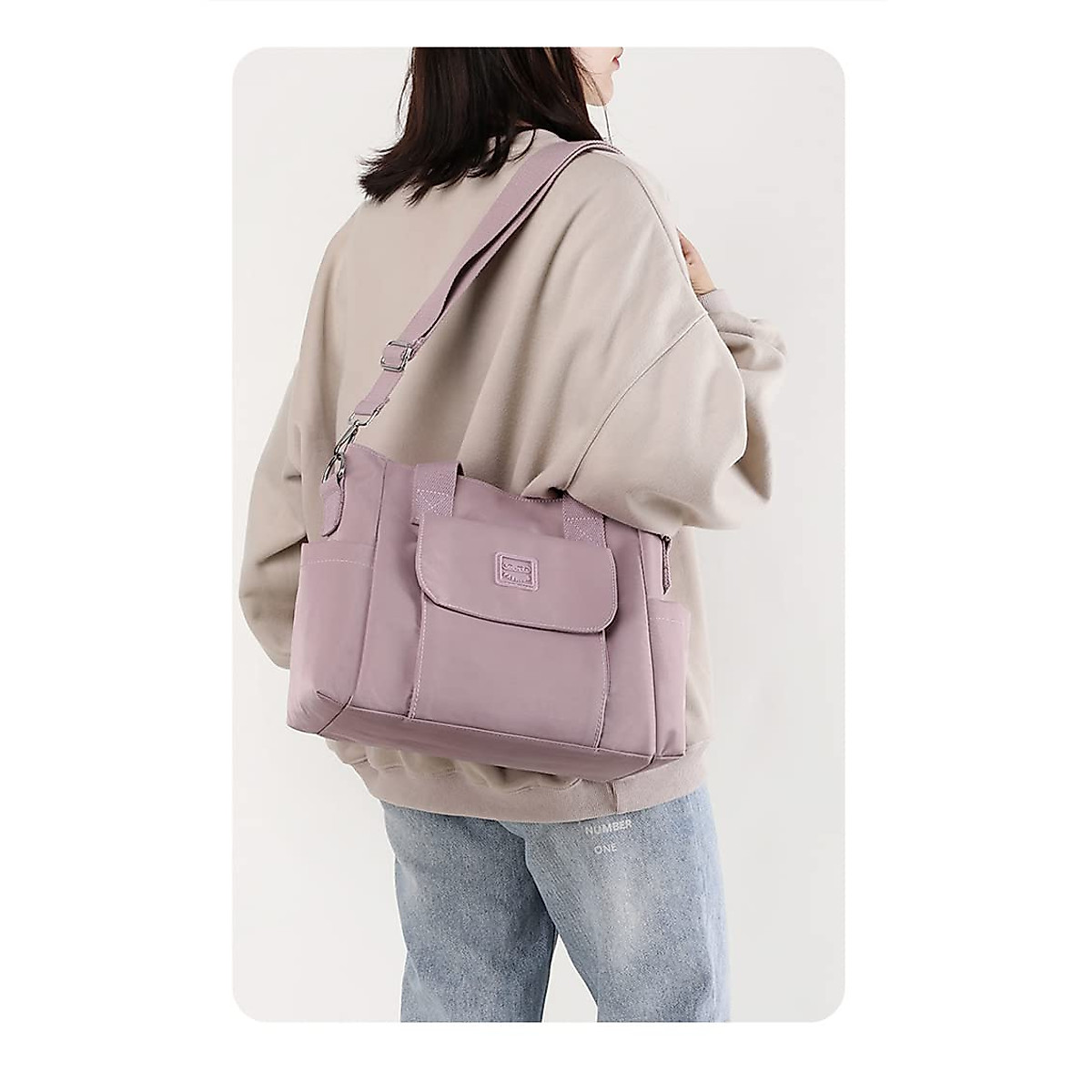 Women's Canvas Tote Bag Crossbody Satchel Bag Nylon Purse Shoulder Bag Hobo Bag Cute Large Size Casual Clutch