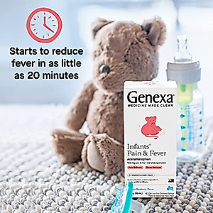 Genexa Infants’ Acetaminophen Oral Suspension | for Babies | Temporarily Relieves Pain and Fever Symptoms | 160 mg per 5 mL | Organic Blueberry Flavor | 2 Fluid Ounces