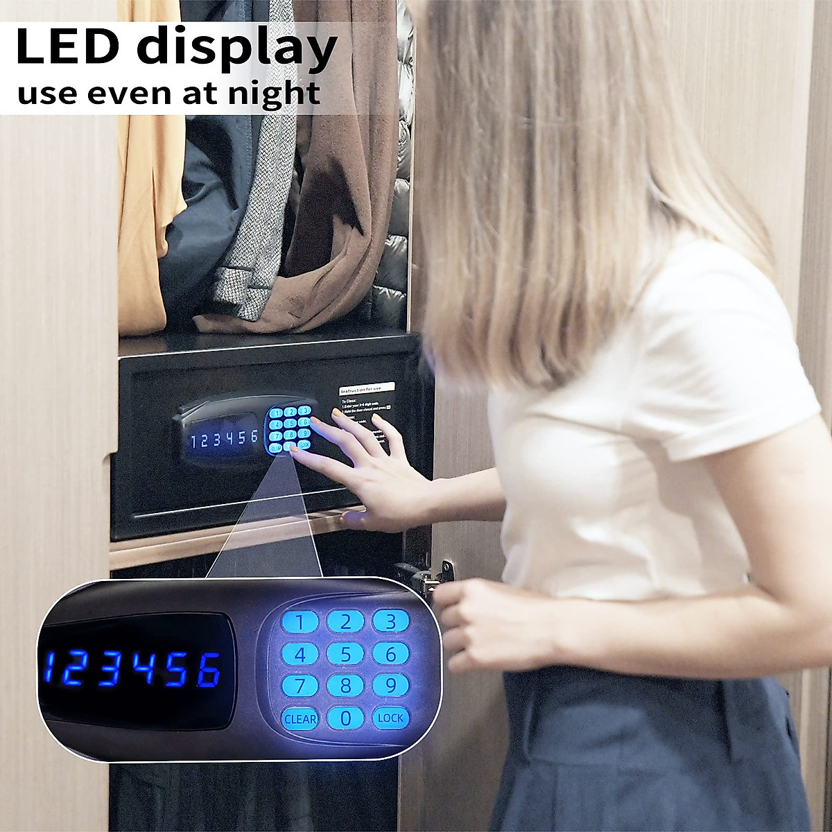 Joosen Safe Box,1 Cubic Feet Money Pistols Document Personal Screct Mini Small Safe Mounting On Floor Wall Of Home Office Hotel,Ditigal Electric Safety Box With Keypad Override Keys