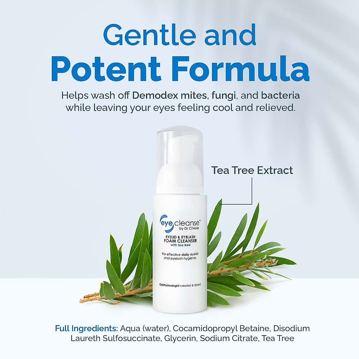 All-in-One Eyelid and Eyelash Cleanser for Extensions, Lash Extension Kit Essential, Enriched with Tea Tree Oil, Helps Ease Tired Eyes, 50 ml - EyeCleanse by Dr Chrissie