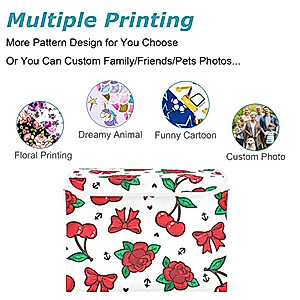 CaTaKu Rose Cherry Storage Bins with Lids and Handles, Fabric Large Storage Container Cube Basket with Lid Decorative Storage Boxes for Organizing Clothes