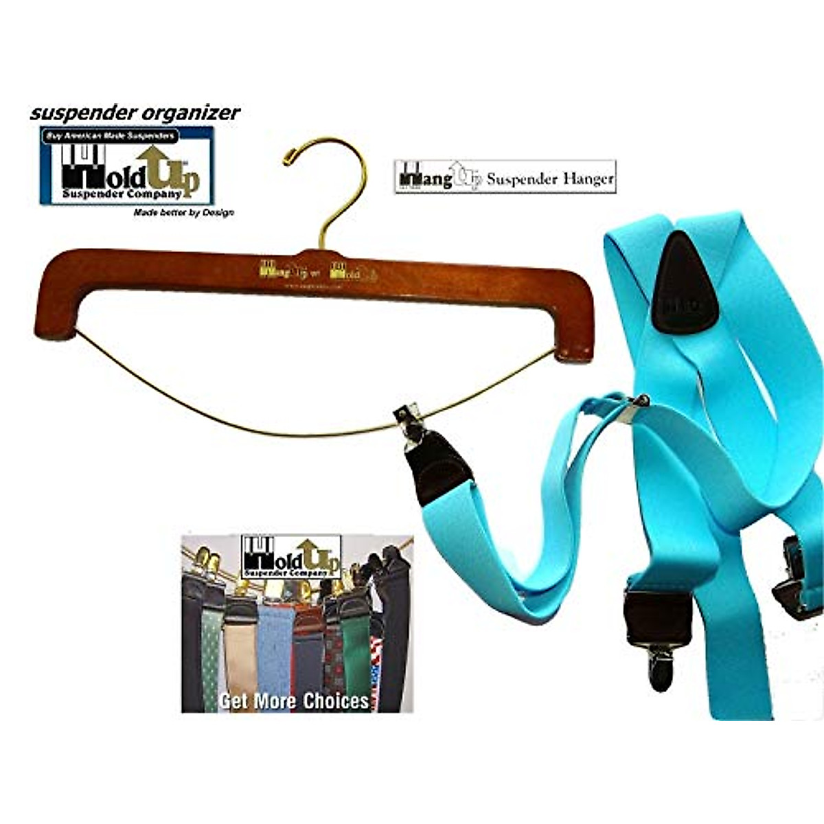 Hold-Ups Patented Hang-up Hardwood Suspender Hanger and Closet Organizer for Suspenders