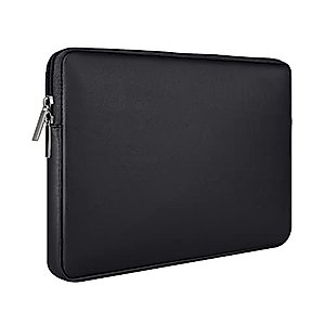 RAINYEAR 11 Inch Laptop Sleeve Soft PU Leather Case Protective Water Resistant Zipper Cover Padded Carrying Bag Compatible with 11.6 MacBook Air Surface for 11" Chromebook Notebook Computer(Black)