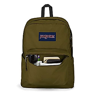 JanSport Superbreak Plus Backpack - Work, Travel, or Laptop Bookbag with Water Bottle Pocket, Army Green