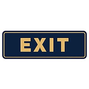 Zinevie Durable Rounded Corners Long Lasting Modern Design Sign Standard Exit Wall or Door Sign Durable Plastic and Easy Installation (3 x 8 Inch)
