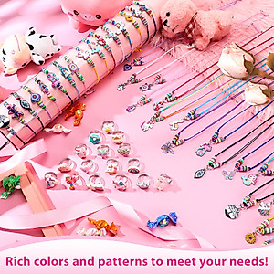 48 Pieces Girls Jewelry Set Adjustable Bracelets Necklaces and Rings Set Pretend Dress up Play Jewelry Party Favors Birthday Gifts for Little Girls Kids Toddler Child Friendship (Cute Style)