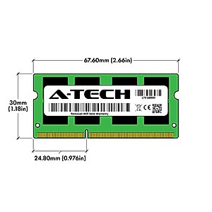 A-Tech 4GB RAM Replacement for CT2KIT51264BF160B | DDR3/DDR3L 1600MHz PC3L-12800 (PC3-12800) CL11 SODIMM 2Rx8 1.35V Non-ECC SO-DIMM 204-Pin Laptop, Notebook Memory Module
