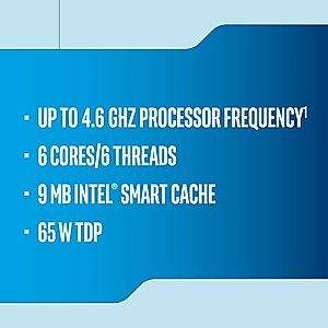 Intel Core i5-9600 Desktop Processor 6 Cores up to 4.6 GHz LGA1151 300 Series 65W
