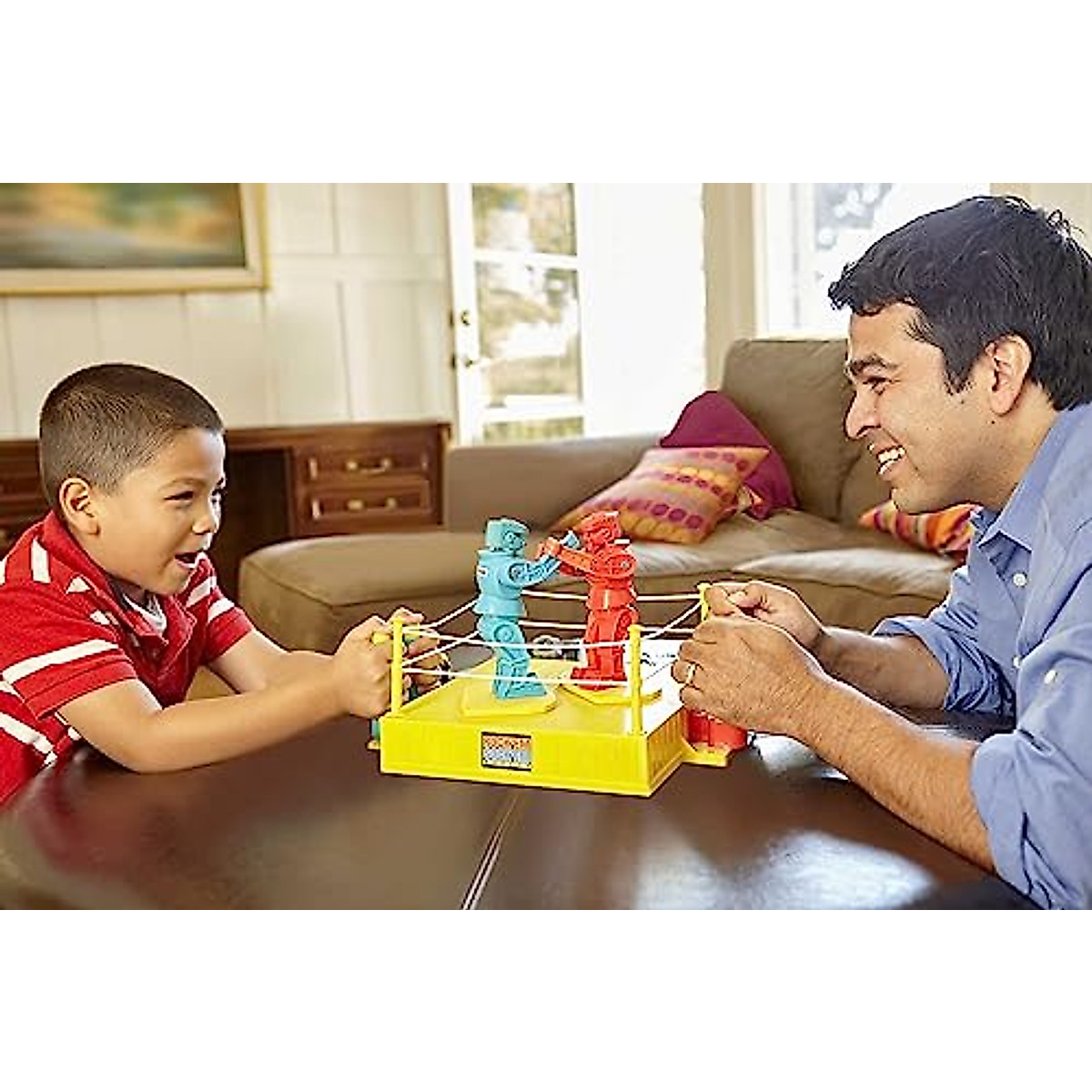 Mattel Games Rock 'Em Sock 'Em Robots Kids Game, Fighting Robots with Red Rocker & Blue Bomber, Knock His Block Off (Amazon Exclusive)