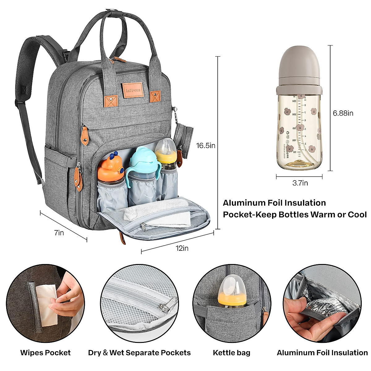 Lulivous Diaper Bag Travel Backpack for women airline approved diaper bag,baby bag Large Capacity Waterproof many pockets and Stylishs