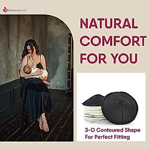 NatureBond Viscose Nursing Breast Pads - 10 Washable Breastfeeding Pads, Wash Bag, Reusable Breast Pads for Breastfeeding | New Beautiful Lace Design Full Mystique Black