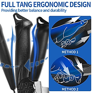 XYJ Portable Chef Knife Set Professional,Since 1986,Culinary Cooking Knife,Camping Slicing Vegetable Knives With Cover,Bag,Sharpening Stick,Full Tang for Mom Dad