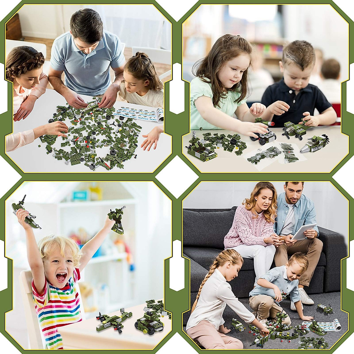 WIDELAND STEM Building Block Toys, 576PCS Military Engineering Building Bricks Toy for Kids, 25-in-1 Army Destroyer Fighter Tank Playset Construction Kits, Idea Toy Gifts for Age 6 7 8 9 10+ Years Old