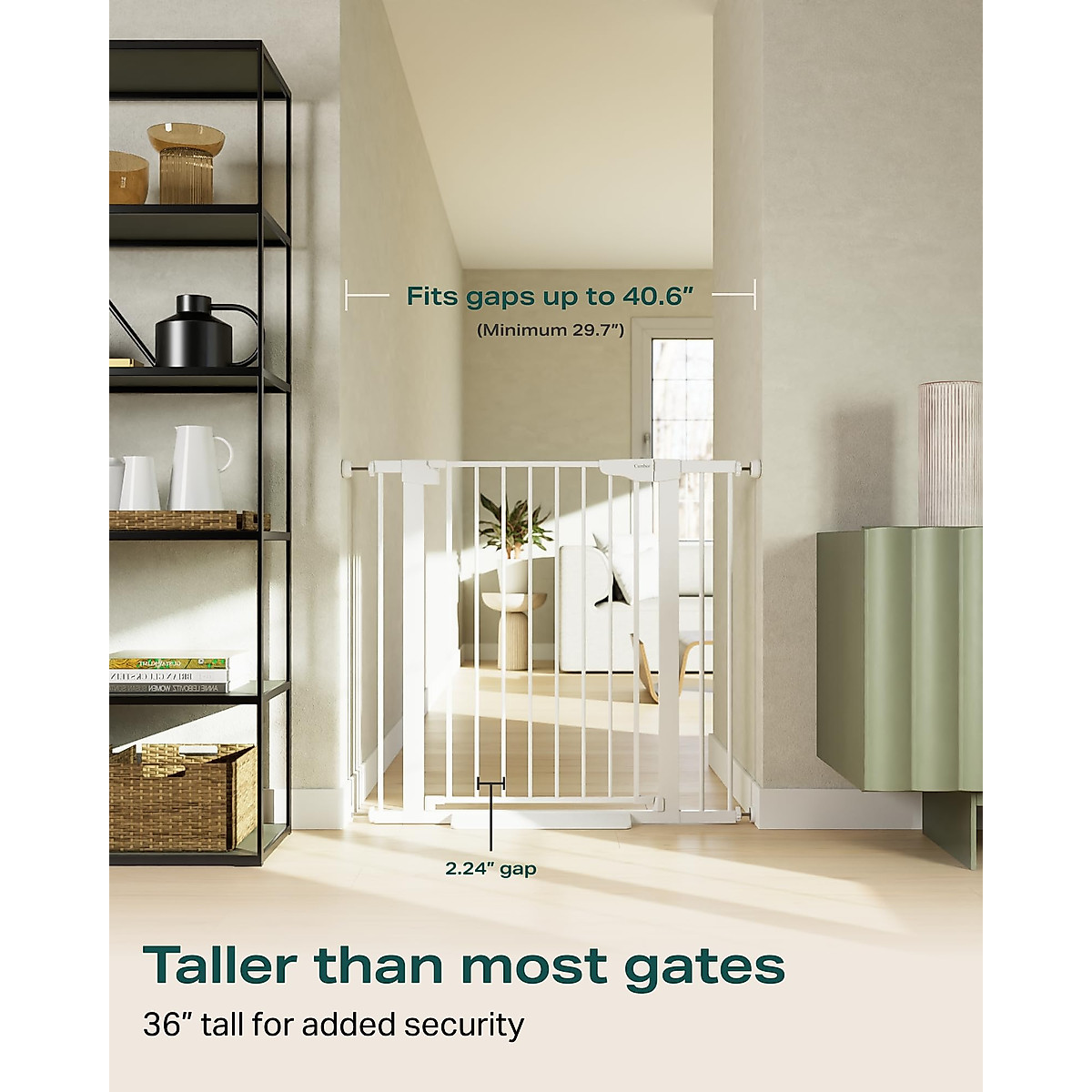 Cumbor 36" Extra Tall, 29.7"- 40.6" Width Baby Gate & Cumbor 30.5" Tall, 29.5"-51.6" Width Dog Gate for House, Stairs, Doorways