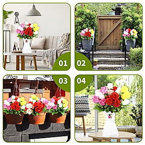 KASIHAO Artificial Rose Flower Green Leaves and Stem Silk Fake Rose Flower Home Garden Decoration Wedding Bouquet, Birthday Gift Flower Party (Color), ReYellow