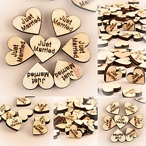 Rustic Wooden 100pcs Wood Love Heart Stars Wedding Table Scatter Decoration Crafts - #4 qsbai