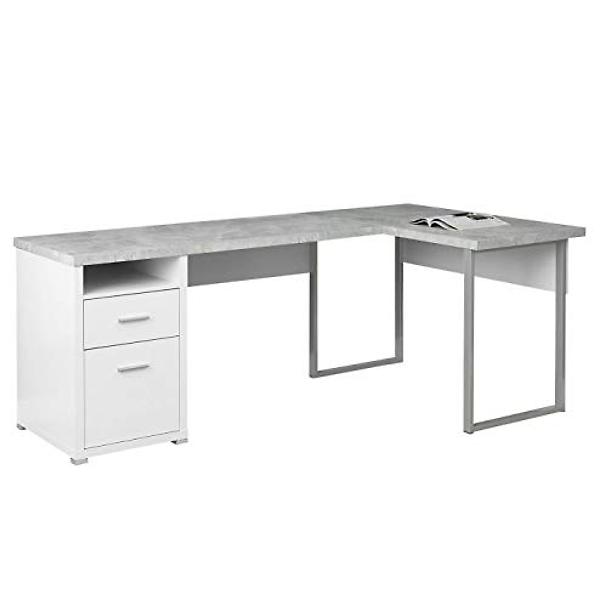 Monarch Specialties Computer Desk Left or Right Facing White / Cement-Look 80"L