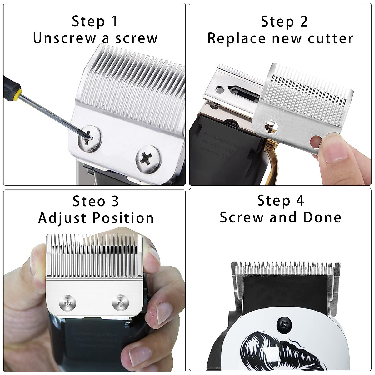 Professional Stagger-Tooth 2-Hole Clipper Blade for The 5 Star Series Wahl Clippers Cordless Magic Clip (Includes 2pcs Blade/Screws+2pcs Oil+ 2pcs Brush)