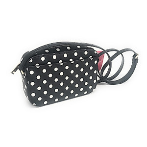 Kate Spade New York Staci Saffiano Leather Mini Camera Crossbody (Black Polka Dot)
