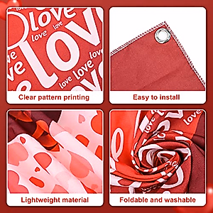 Yoiemivy 6 x 13 Ft Wedding Decorations Red Heart Garage Door Banner Large Anniversary Party Decor Banner for Photo Studio Props Bridal Shower Engagement Engaged Ceremony Decorations