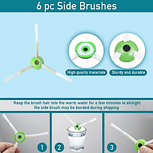 NEACUTE Vacuum Cleaner Attachments Replacement Parts - Compatible for iRobot Roomba i3 i4 i6 i7 i8 i8 E5 E6 E7 &J7, 2 Roller Brushes, 6 HEPA Filters, 6 Side Brushes, 6 Dust Bags