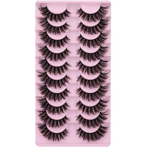 False Eyelashes Wispy Mink Lashes 18mm Strip Lashes Natural Look Fake Eyelashes Curly Soft Cat Eye Lash Pack 10 Pairs by EYDEVRO