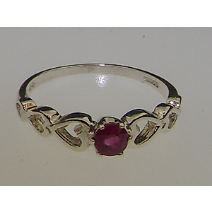 LetsBuyGold 925 Sterling Silver Real Genuine Ruby Womens Band Ring - Size 4