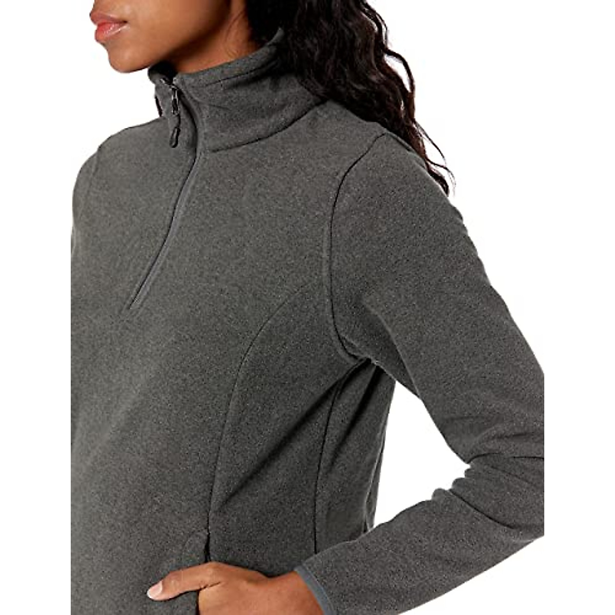 Amazon Essentials Women's Classic-Fit Long-Sleeve Quarter-Zip Polar Fleece Pullover Jacket (Available in Plus Size), Charcoal Heather, Medium