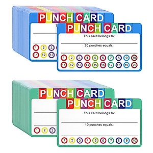 Punch Cards for Classroom, 240 Pack Kids Behavior Reward Punch Cards, , Incentive Punch Card for kids, Business, Students, Teachers, 2 Styles