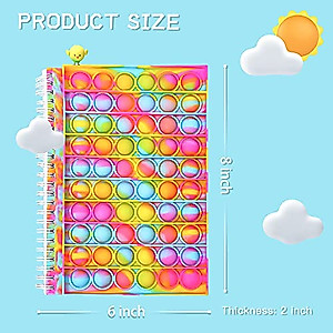 Fidget Notebook, Fidget Spiral Notebook, Push Pop Bubble Fidget Sensory Toy Stress Reliever Stationery, Composition Notebooks Portable for School Office Notebook Kids School Gifts Macaron Notebook