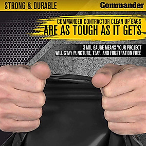 Commander 42 Gallon 3 MIL (eq) Heavy Duty Contractor Bags with Flap Ties - 32" x 46" - Pack of 20 - For Contractor, Industrial, & Outdoor