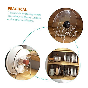 STOBAZA Dish Drainer Rack Tabletop Organizer Three Layer Pot Lid Rack Desktop Iron Wire Cutting Board Rack Mug Stand Household Pan Cover Rack