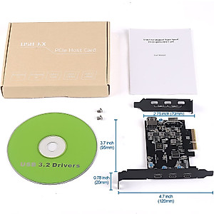 Sinefine PCI-E to USB 3.2 Expansion Card,3.2 gen2 10Gpbs (3X USB C, 1x USB A, 1x USB Type E A Key), USB C PCI Express Card, A-Key 20 Pin Header for Type C Front Panel Mount Adapter