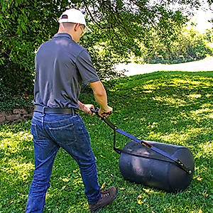 Brinly PRC-241BH-A 270 lb. Combination Push/Tow Poly Lawn Roller with Easy-Turn Tethered Plug, 18 by 24"