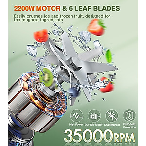 VEWIOR 2200W Blenders for Kitchen, Professional Smoothie Blender with 68oz Tritan Container & 27oz To-Go Cup, Countertop Blender for Smoothies