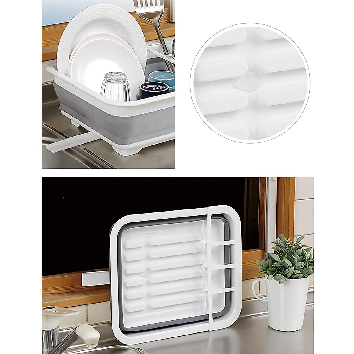Collapsible Dish Drying Rack Portable Drainer Dinnerware Kitchen RV Campers Travel Trailer Storage Tray