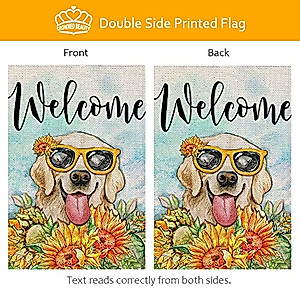 CROWNED BEAUTY Summer Dog Golden Retriever Garden Flag 12x18 Inch Double Sided Welcome Outside Small Yard Flag