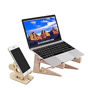 Laptop Stand Wood, Small elk Solid Wood Phone Holder, Vertical Heightening Stand,11-14inch Compatible with Apple MacBook Air Mac Pro and iPad Pro, HP, DELL, Acer, Toshiba, Surface, Lenovo etc