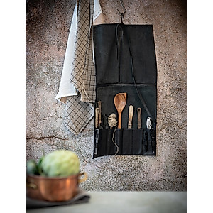 Leather Knife Roll Bag for Chef`s - Premium Knife Roll Case made of Genuine Water-Buffalo Leather – knives storage Bosse (black)