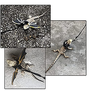 MUYG Bearded Dragon Leash Harness,Lizard Adjustable Soft Leather Leash with Bat Wings Lizards Tank Accessories Reptile Hammock Flexible Jungle Climbing Vines Decorations for Chameleon Gecko (3 Pcs)