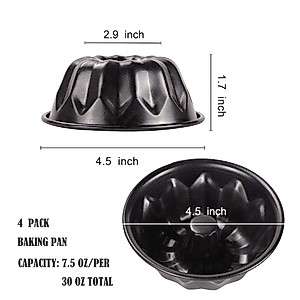 Webake 4 Inch Mini Fluted Tube Pans Nonstick Bakeware Set of 4 for Bundtlette, Angel Food Cake, Kugelhopf, Brownie