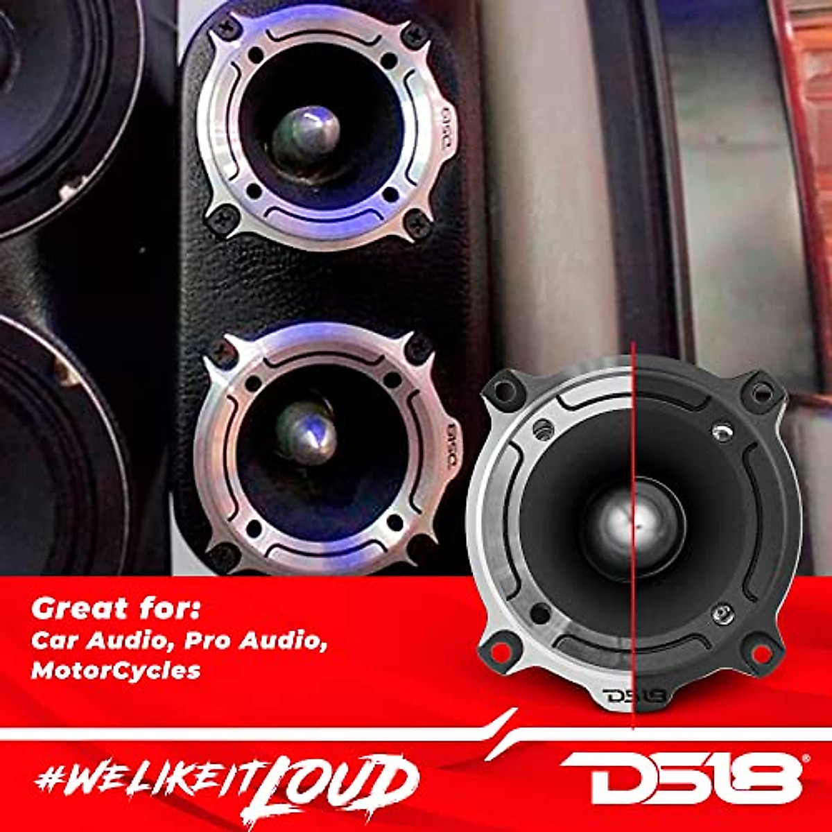 DS18 PRO-TW220B 3” PRO Aluminum Super Bullet Tweeter - 240 Watts Max 120 Watts RMS with Built in Crossover - Extremely high 104 dB Rating - 2 Speakers